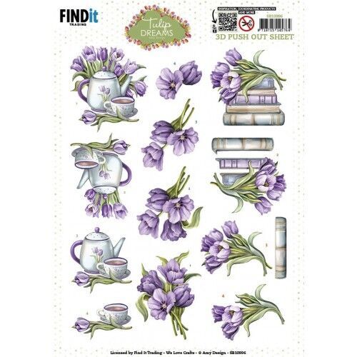 SB10996 3D Push out Sheet - Amy Design - Tulip Dreams - Purple Tulips ...